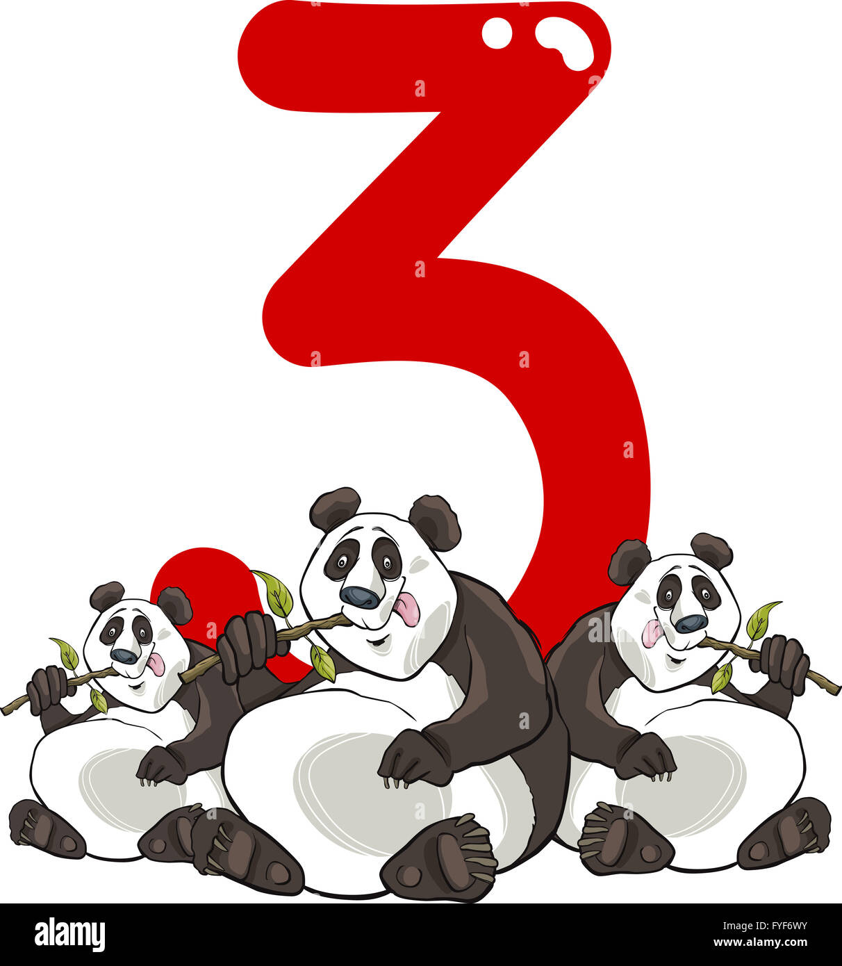 number three and 3 pandas Stock Photo - Alamy