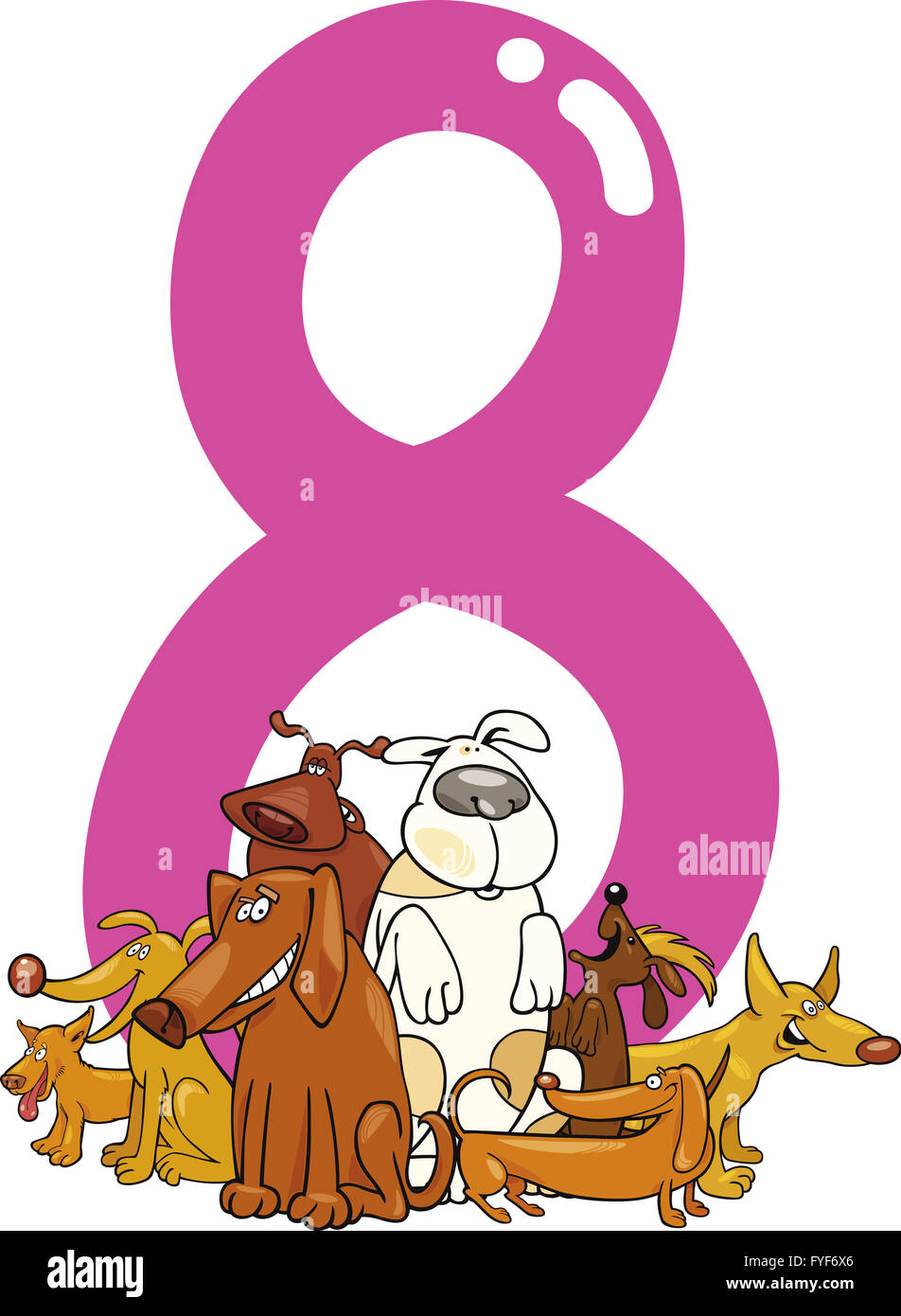 number eight and 8 dogs Stock Photo - Alamy