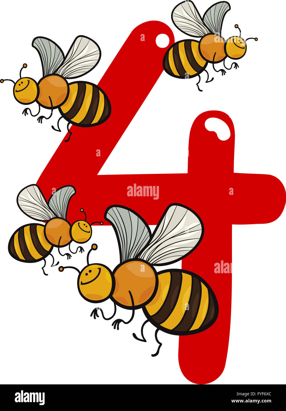 number four and 4 bees Stock Photo - Alamy