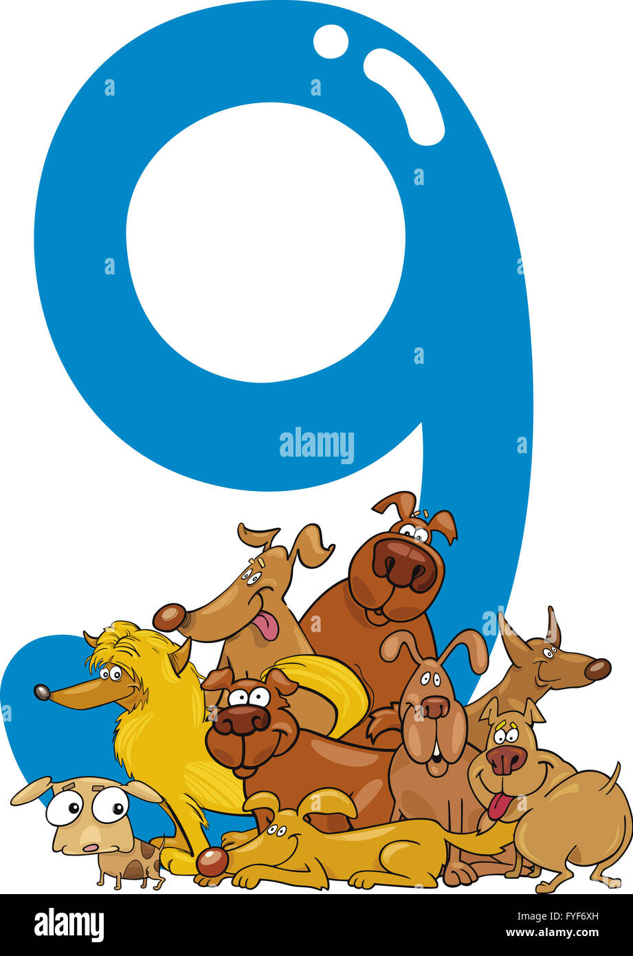 number nine and 9 dogs Stock Photo - Alamy