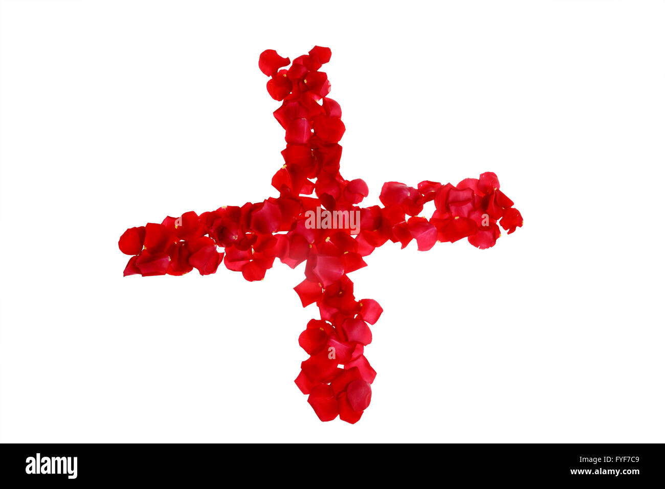 Red rose petals forming symbols Stock Photo - Alamy