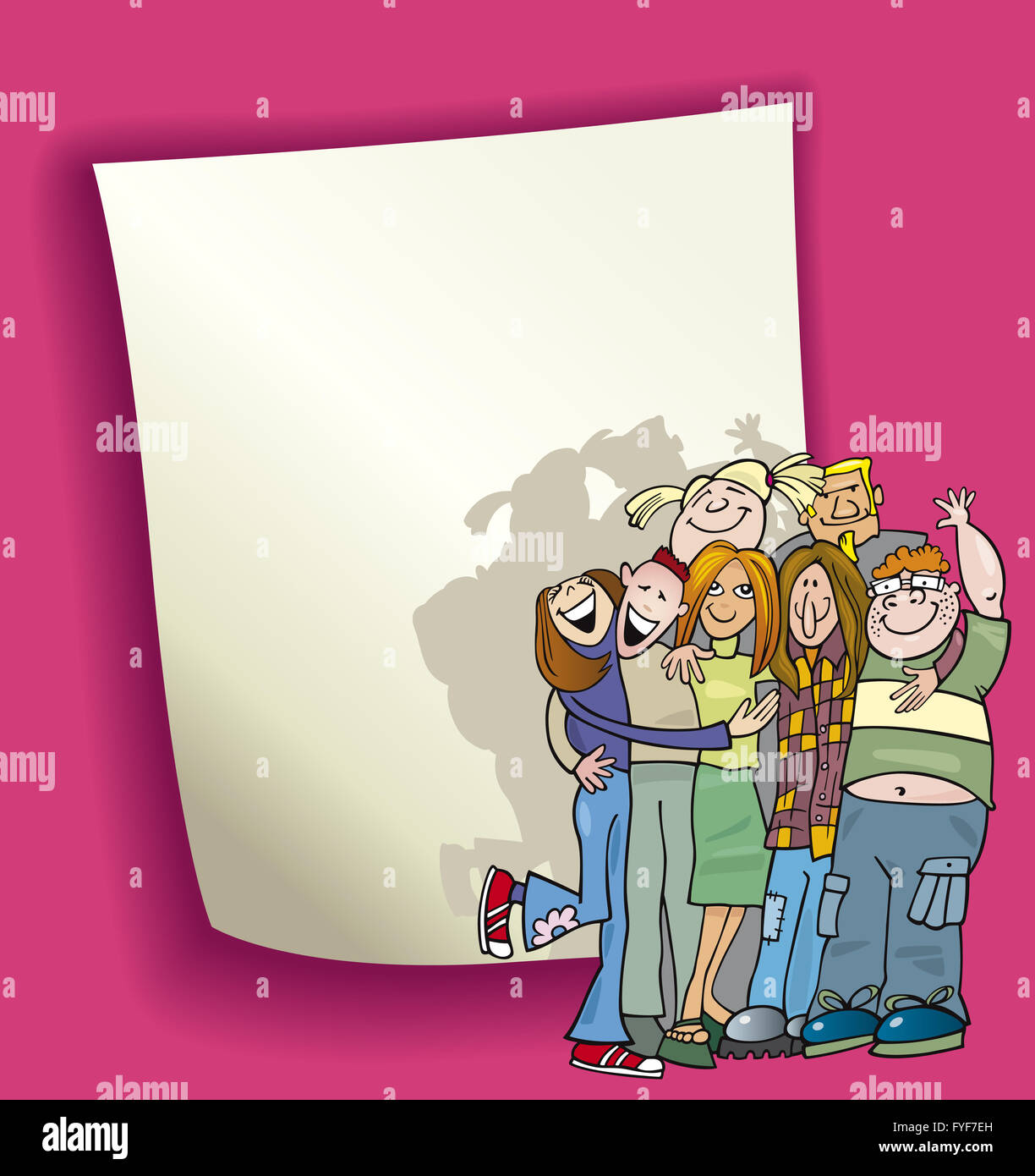 Cartoon teenagers group hi-res stock photography and images - Alamy