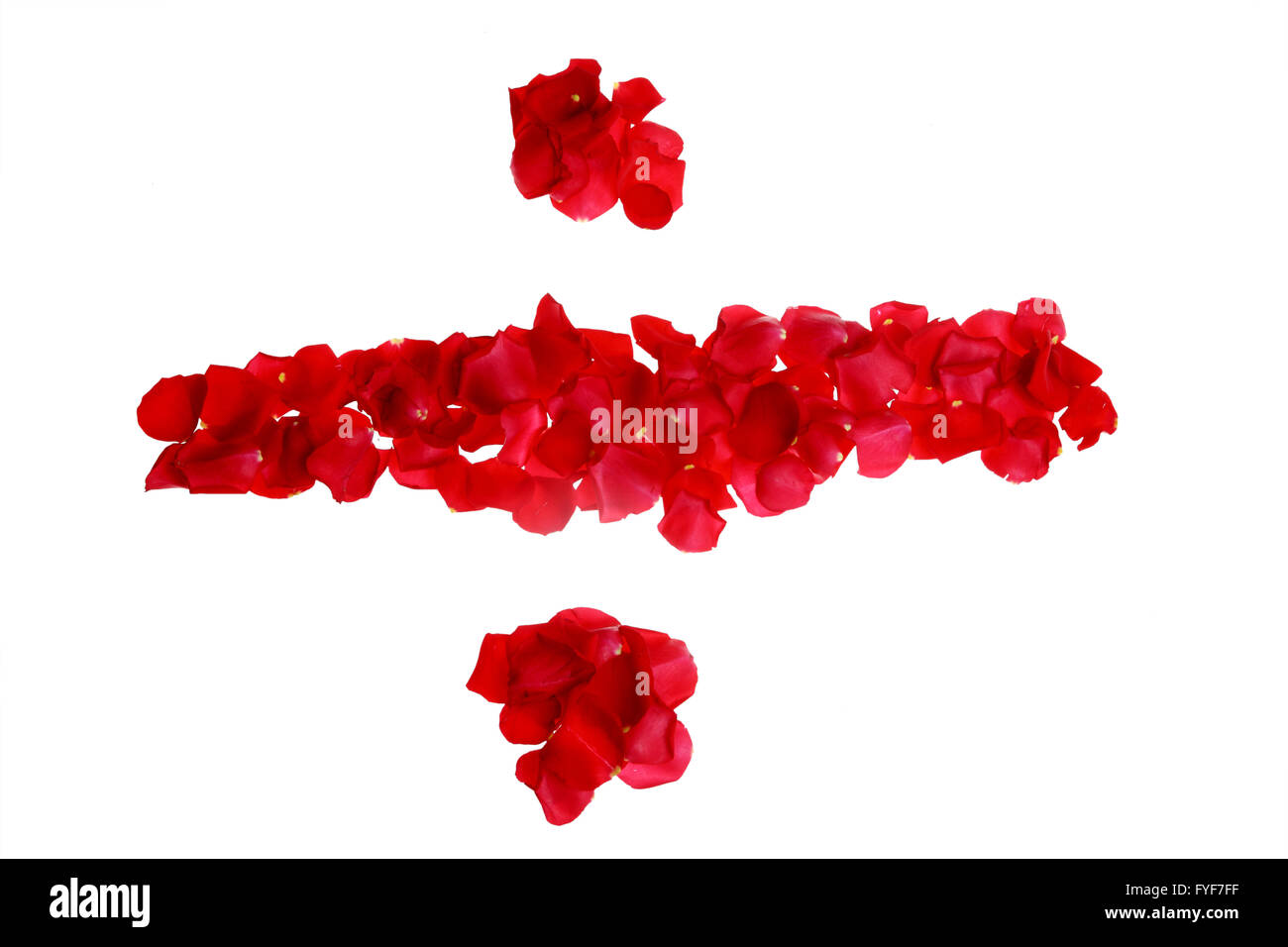 Red rose petals forming symbols Stock Photo - Alamy