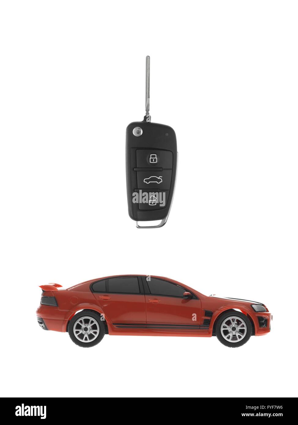 A toy sports car key isolated against a white background Stock Photo ...