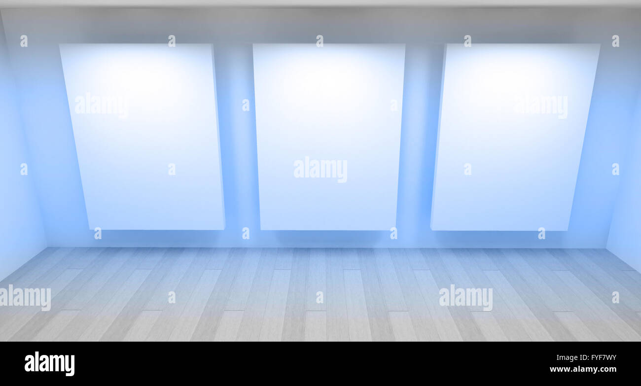 Empty gallery, 3d room Stock Photo - Alamy