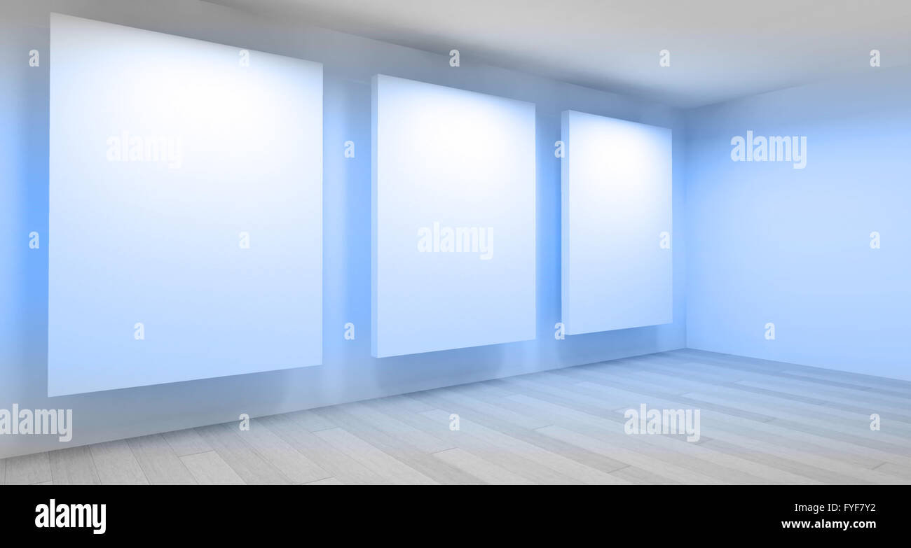 Empty gallery, 3d room Stock Photo - Alamy