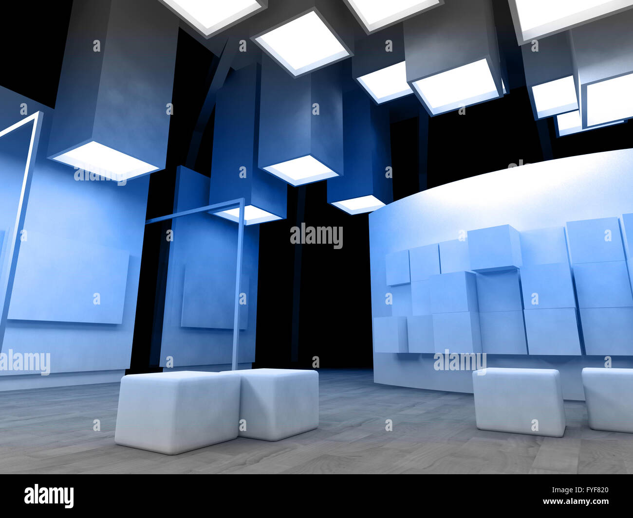 Art gallery with blank frames, modern building, conceptual architecture ...