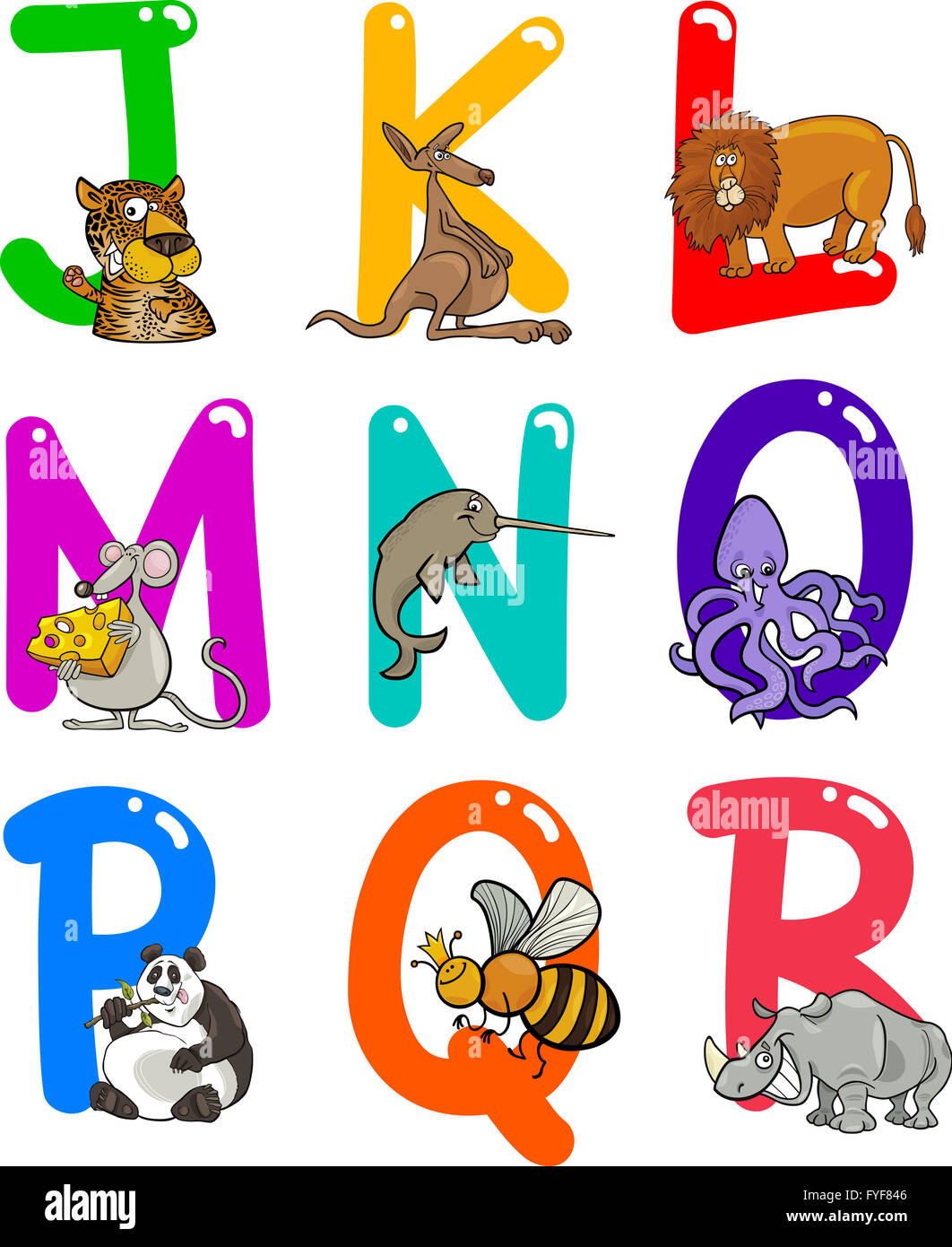 Cartoon Alphabet with Animals Stock Photo - Alamy
