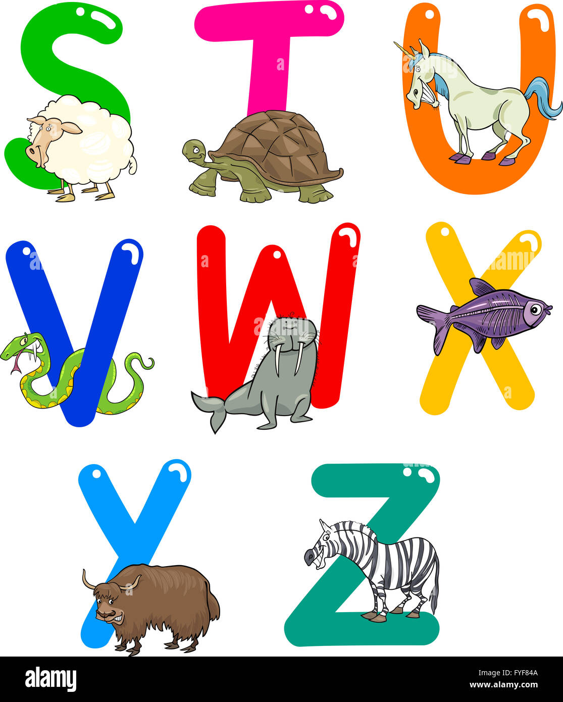 Cartoon Alphabet with Animals Stock Photo - Alamy
