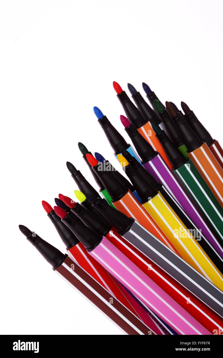 many colorful pens Stock Photo - Alamy