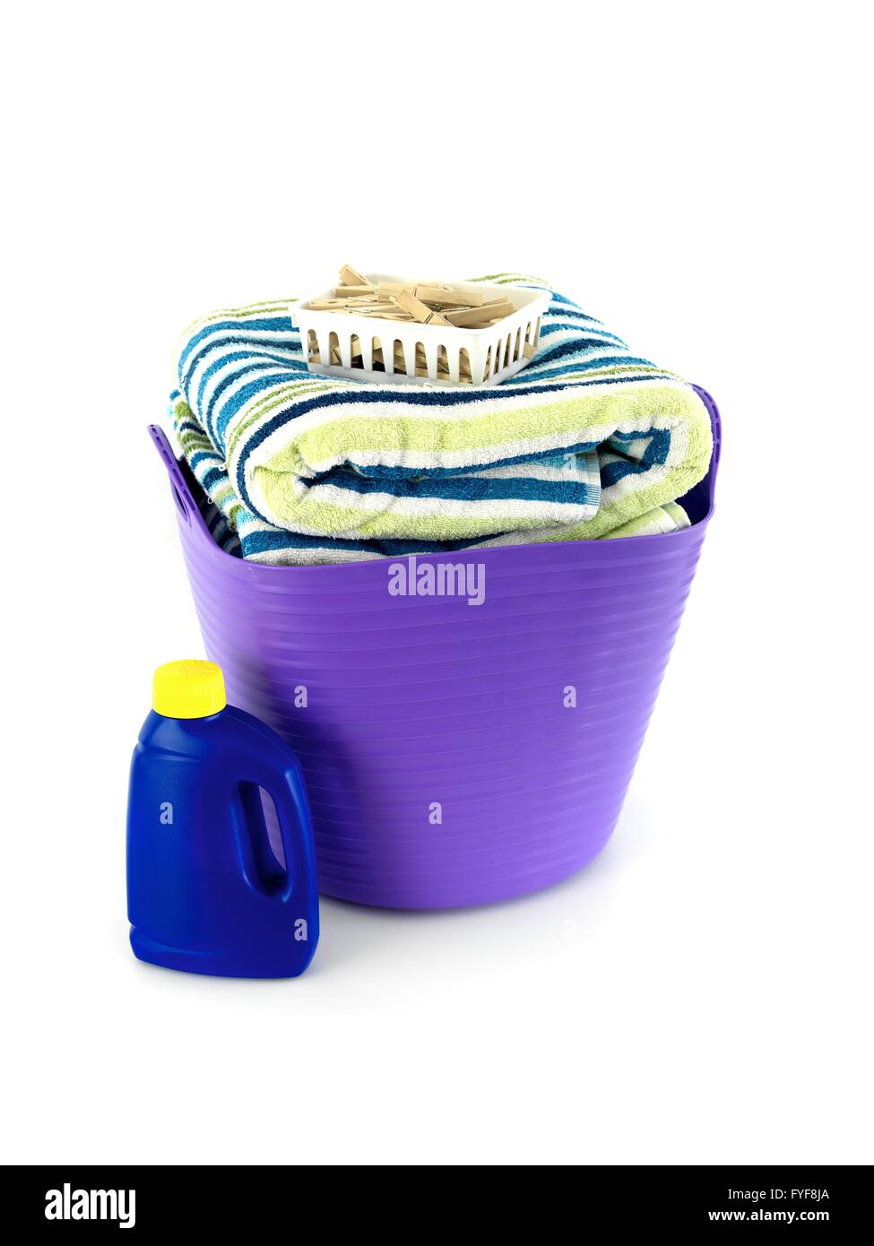 A laundry items isolated against a white background Stock Photo - Alamy