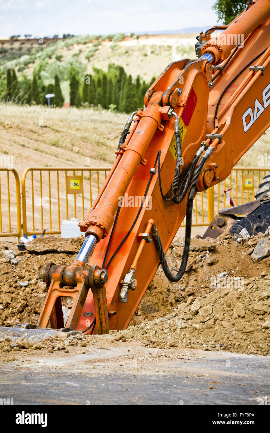 excavator loader machine during earthmoving works outdoors at ...
