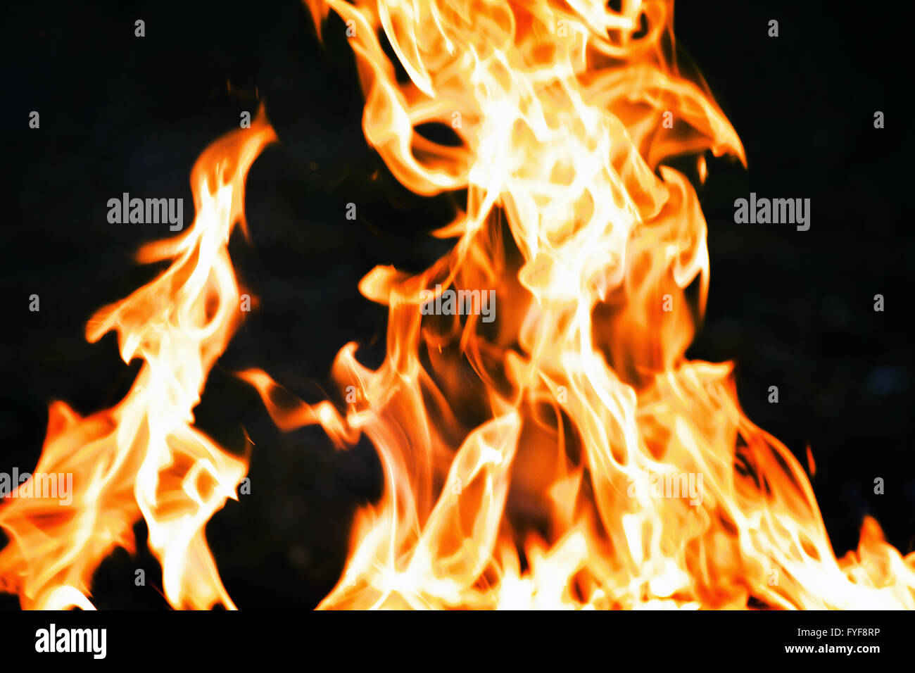 flames from a fire on a black background. picture Stock Photo - Alamy