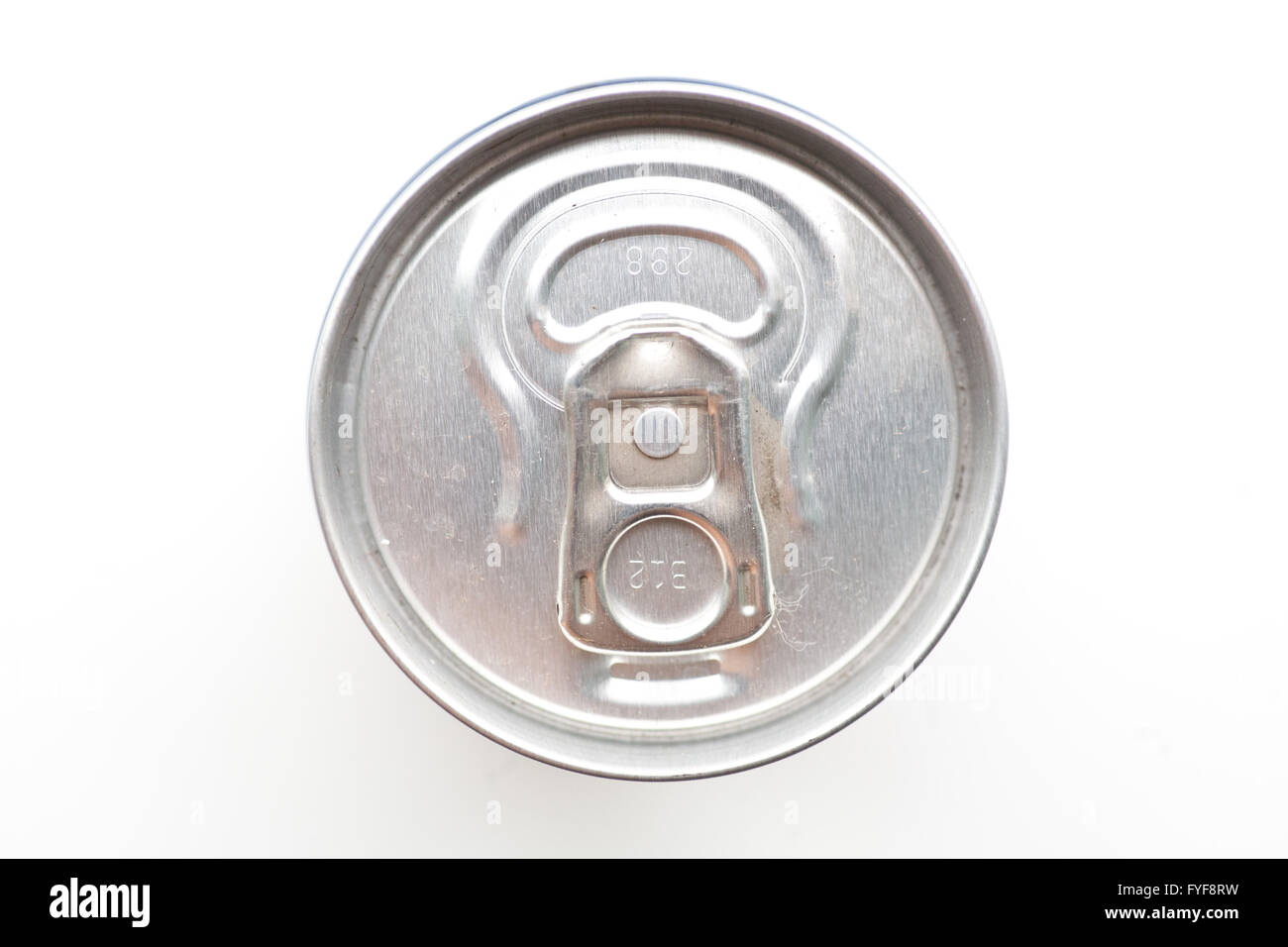 High angle view of aluminum soda can isolated on white Stock Photo - Alamy