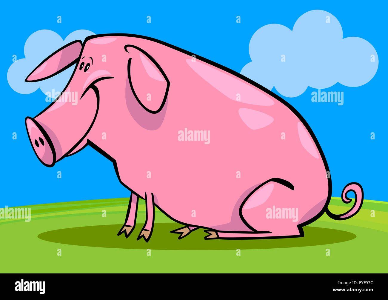 cartoon illustration of farm pig Stock Photo - Alamy