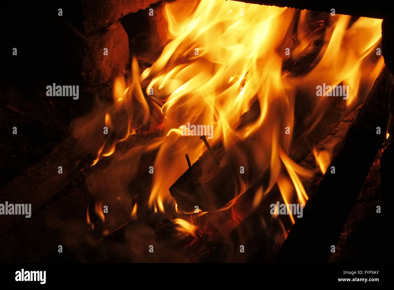Fire at night Stock Photo - Alamy