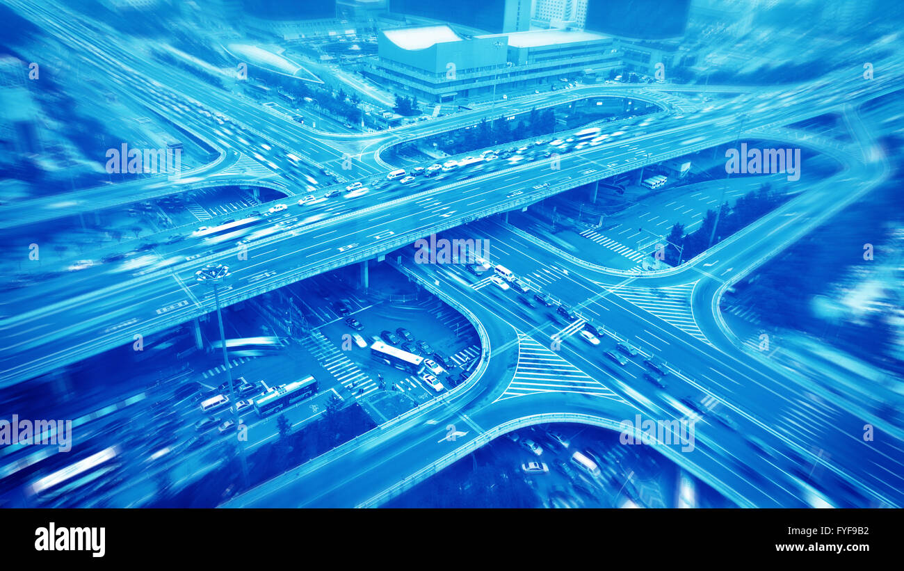 overpass whti motion light at night Stock Photo - Alamy