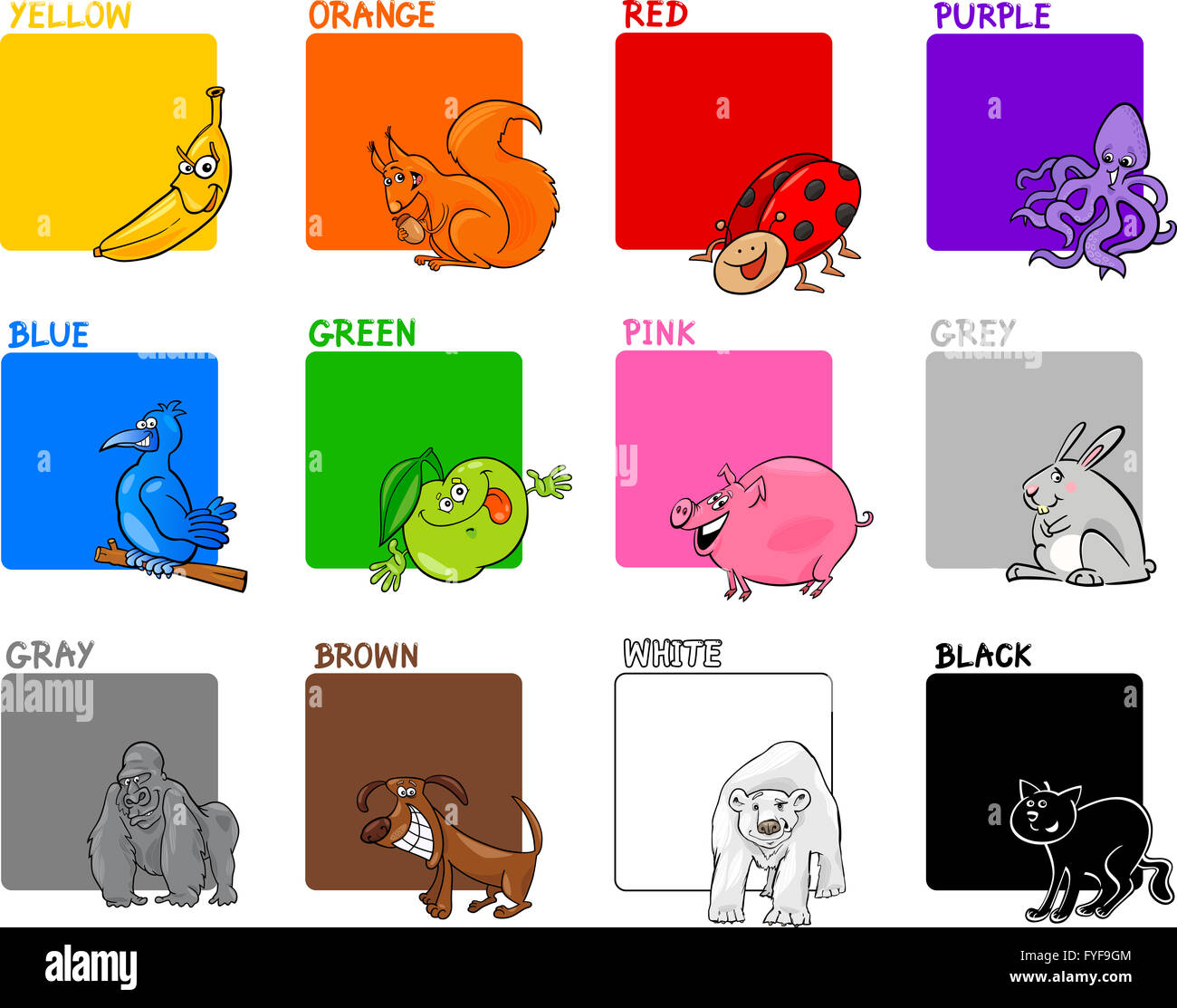 primary colors cartoon set Stock Photo - Alamy