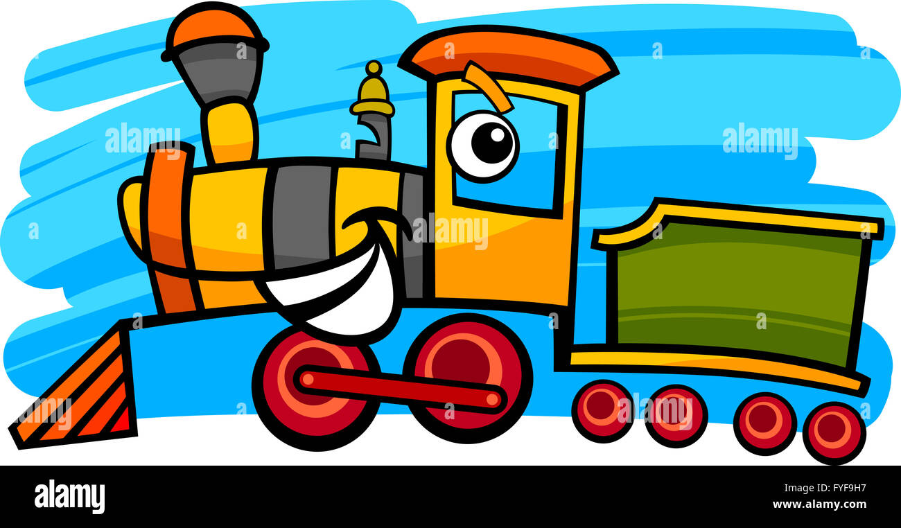 Comic illustration cartoon railway locomotive hi-res stock photography ...