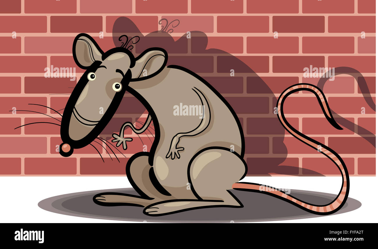cartoon rat against brick wall Stock Photo - Alamy
