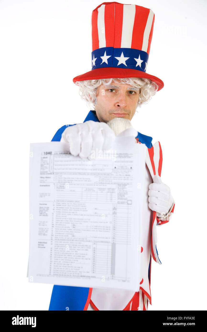 Series with Uncle Sam character in various poses with props Stock Photo ...