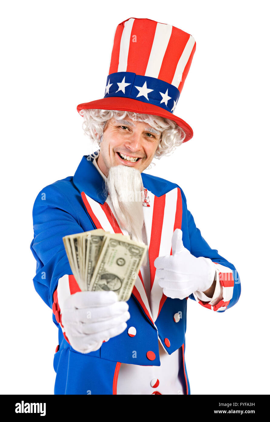 Series with Uncle Sam character in various poses with props Stock Photo ...