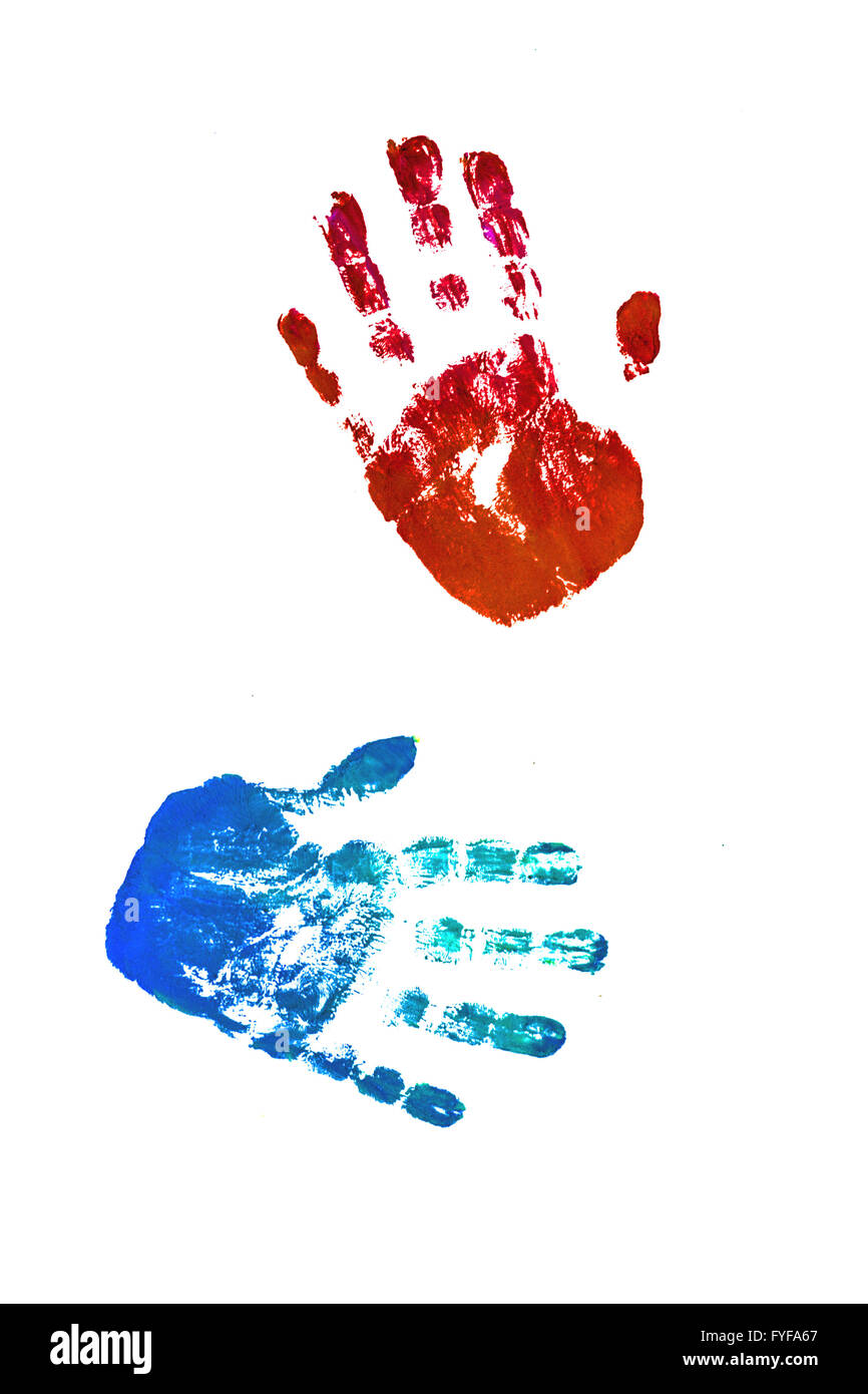 Close up of colored hand print on white background Stock Photo - Alamy