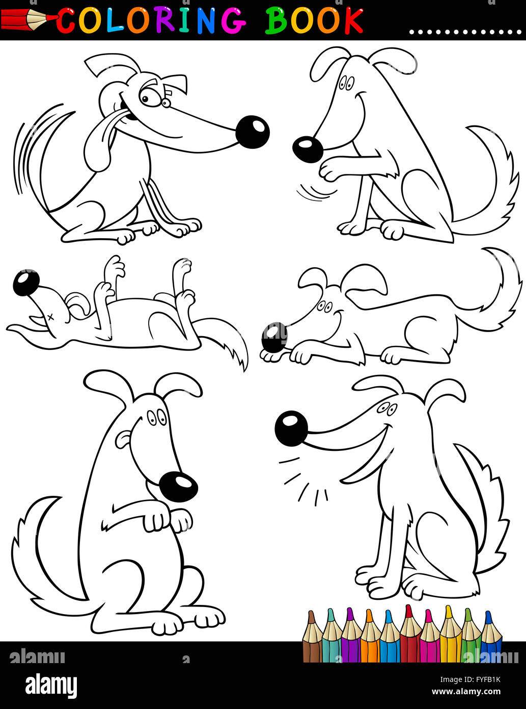 Cartoon Dogs for Coloring Book or Page Stock Photo - Alamy
