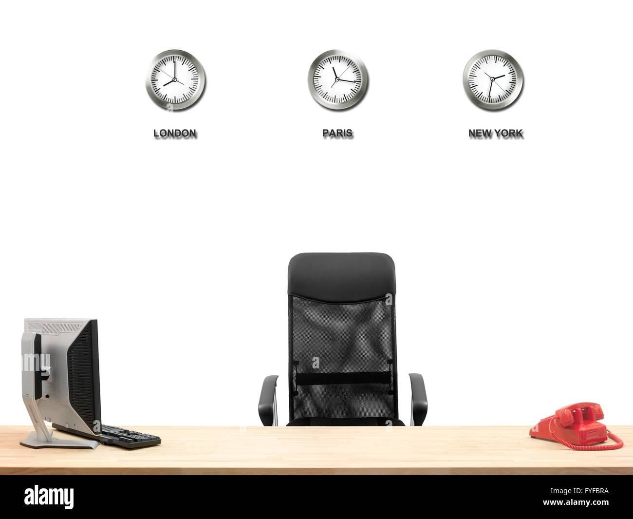 A workplace scene isolated against a white background Stock Photo - Alamy