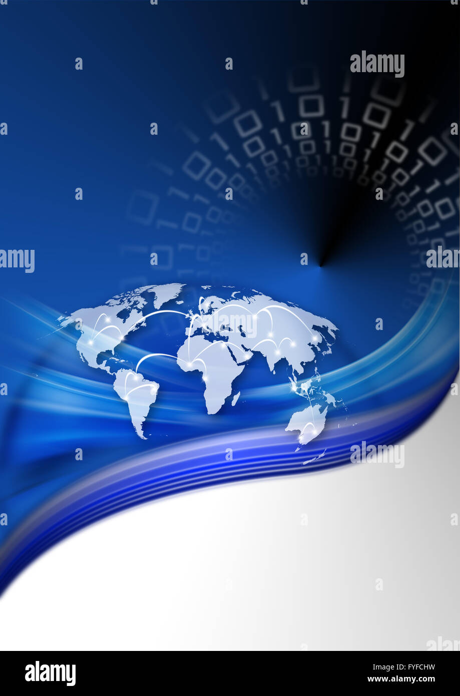 Blue map global background code Stock Photo - Alamy