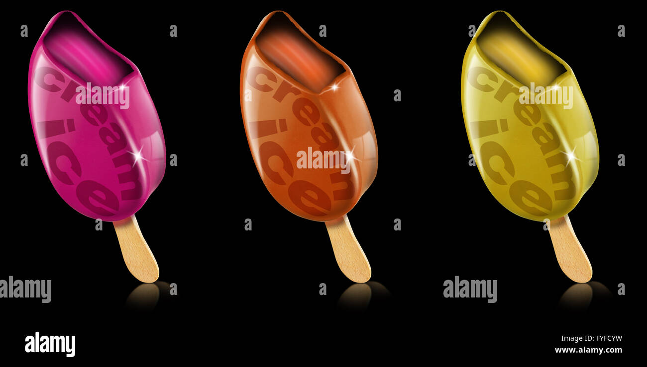 Colored ice creams Stock Photo - Alamy