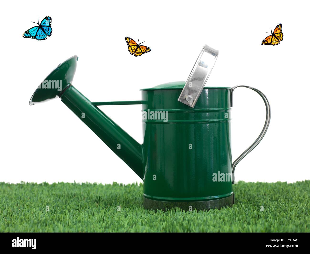 A watering can isolated against a white background Stock Photo - Alamy