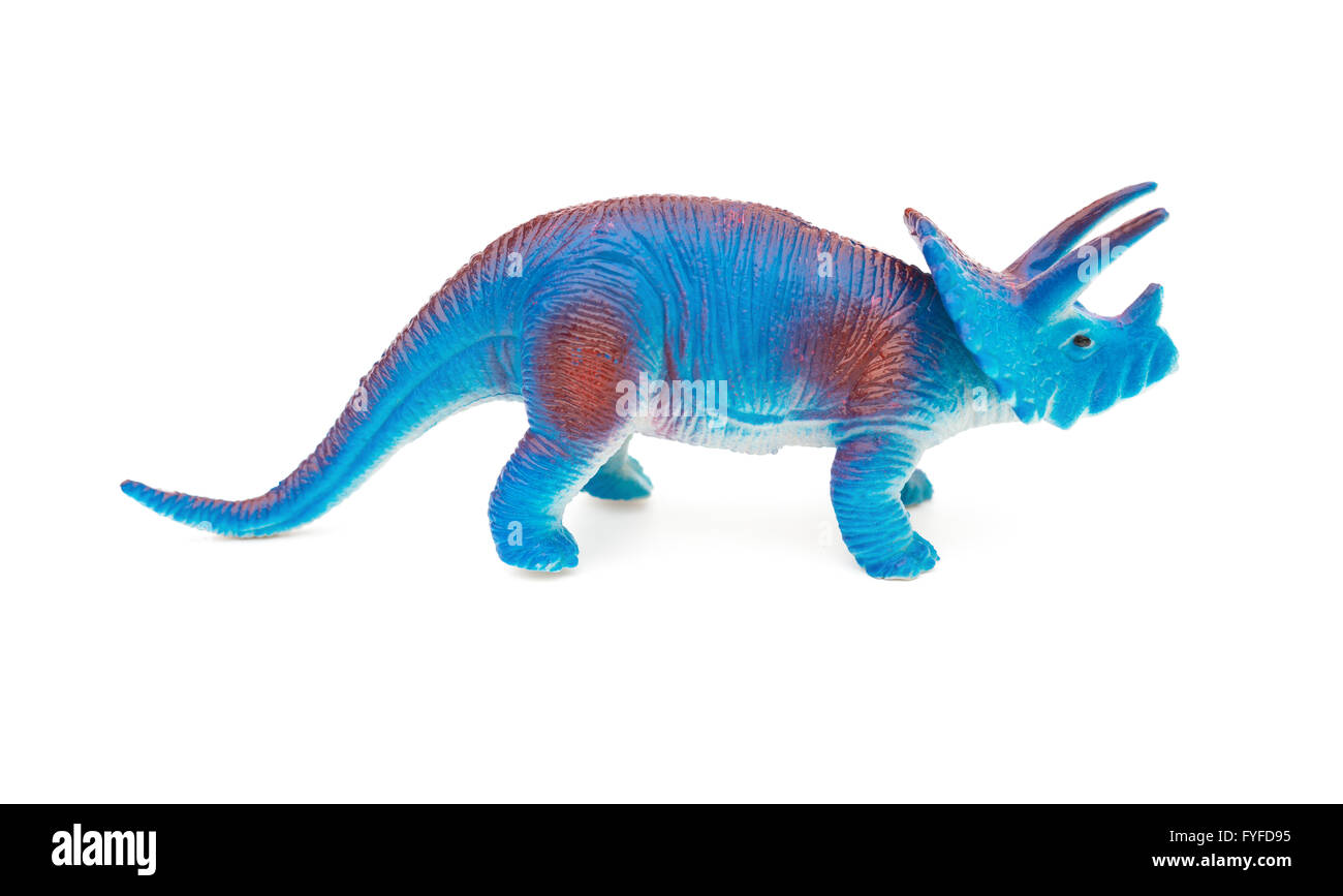 side view blue triceratops toy on a white background Stock Photo - Alamy