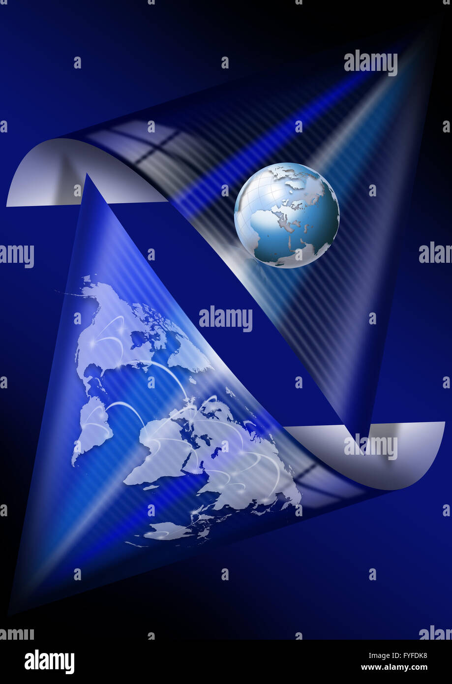 Blue global communications Stock Photo - Alamy