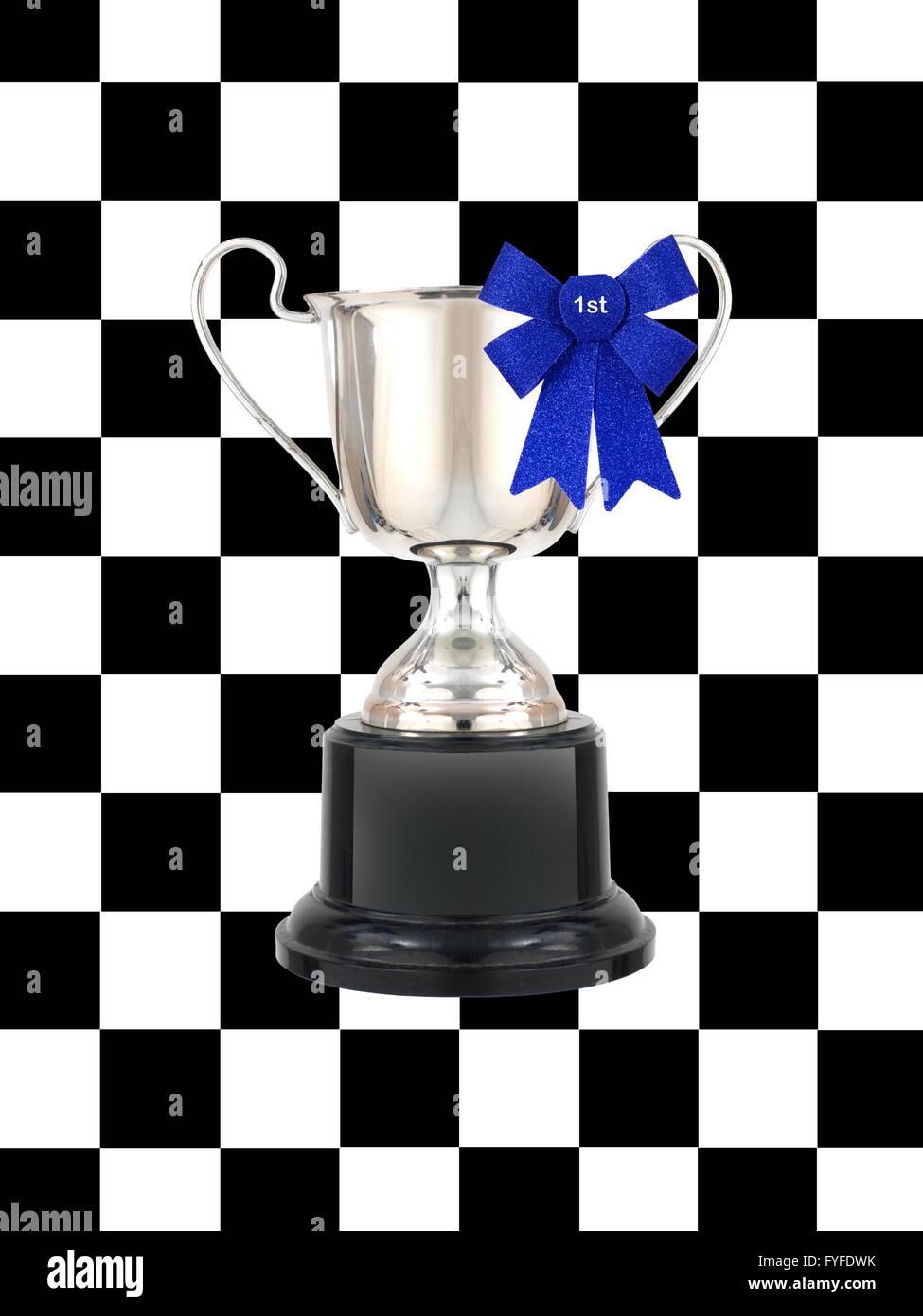 A trophy isolated against a checkered background Stock Photo - Alamy
