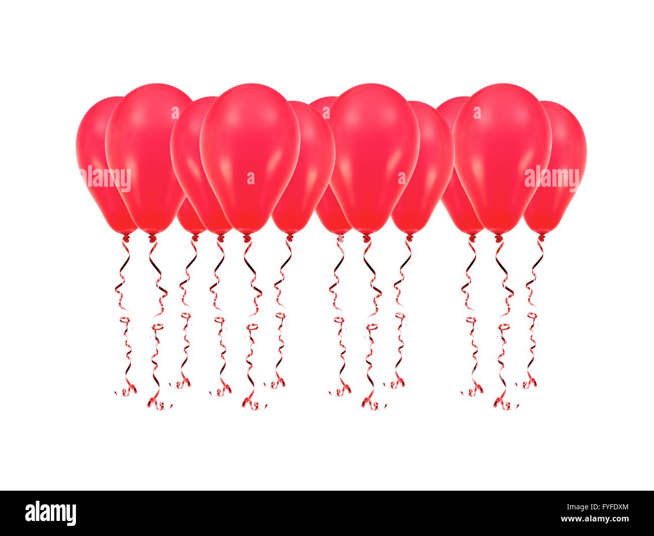 Birthday celebration objects isolated against a white background Stock ...