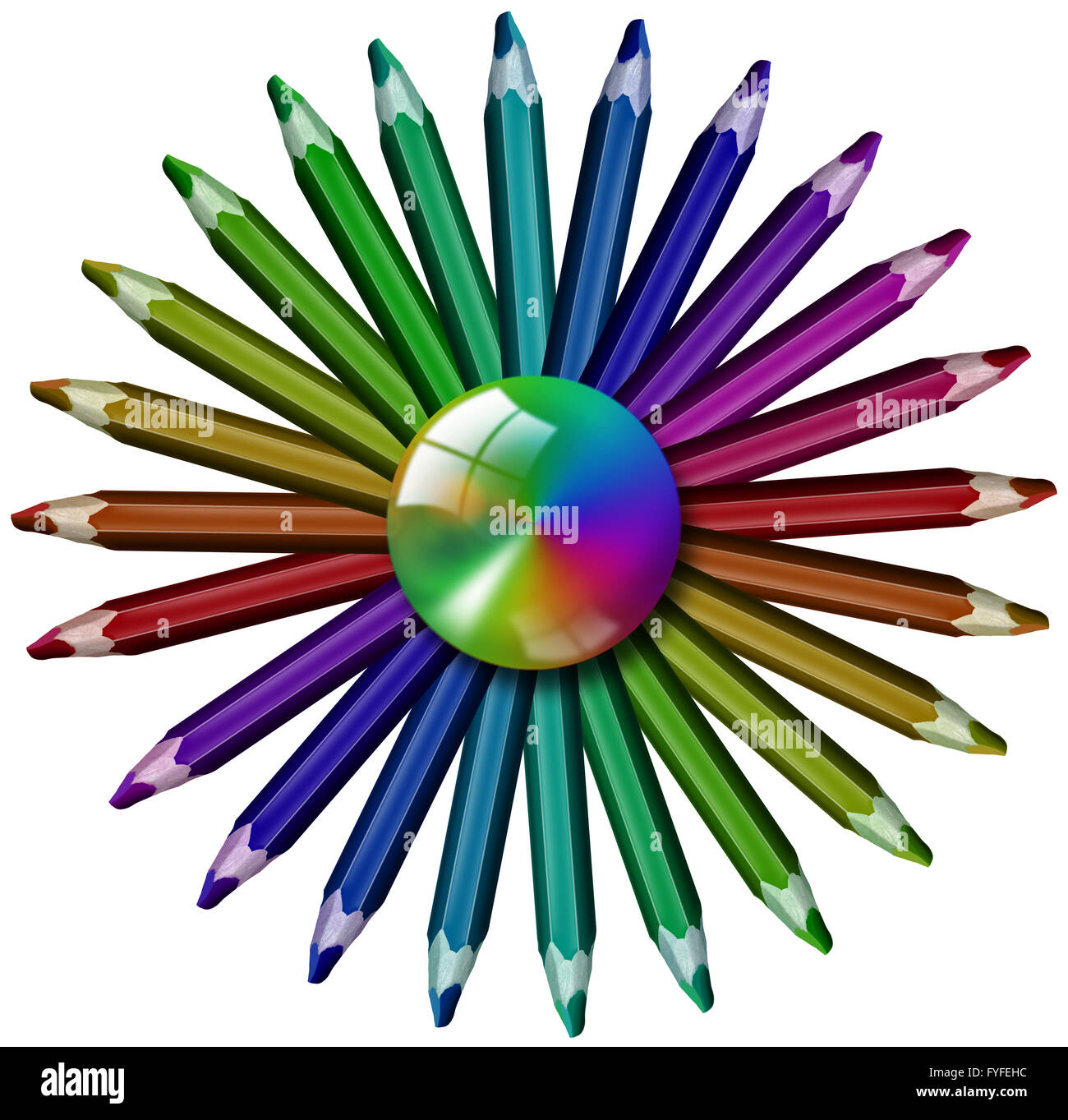 Pencils in a circle Stock Photo - Alamy
