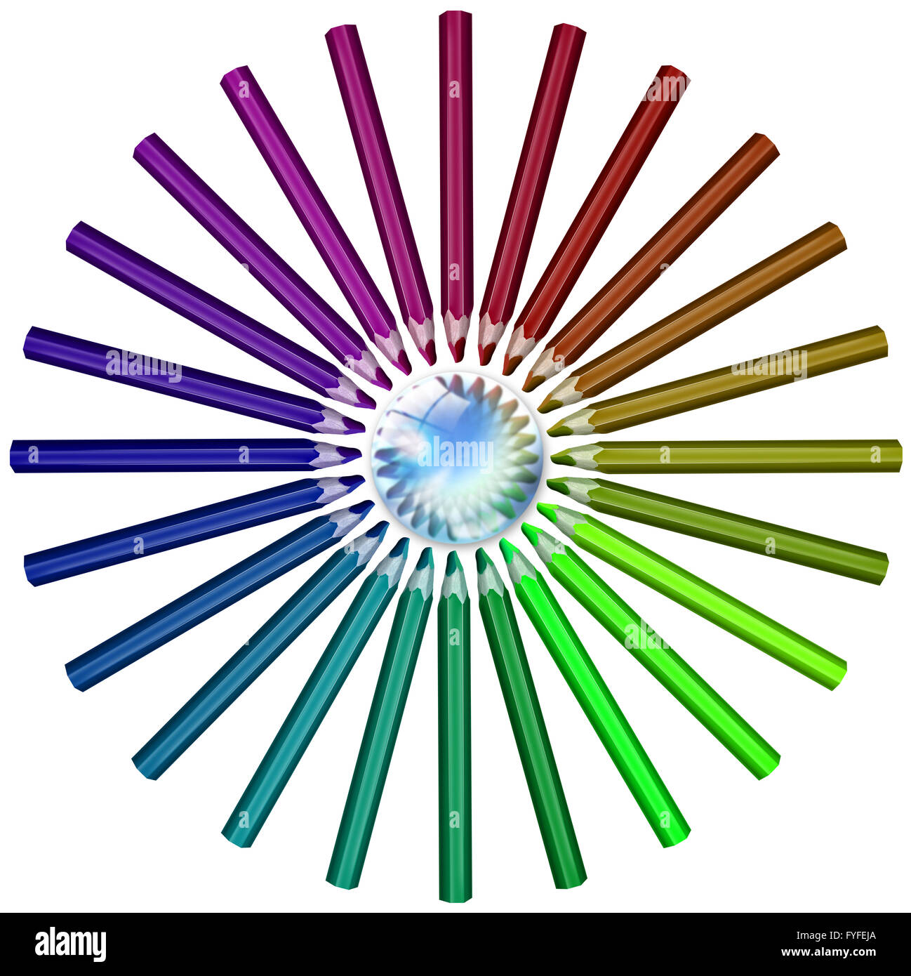 Pencils in a circle Stock Photo - Alamy