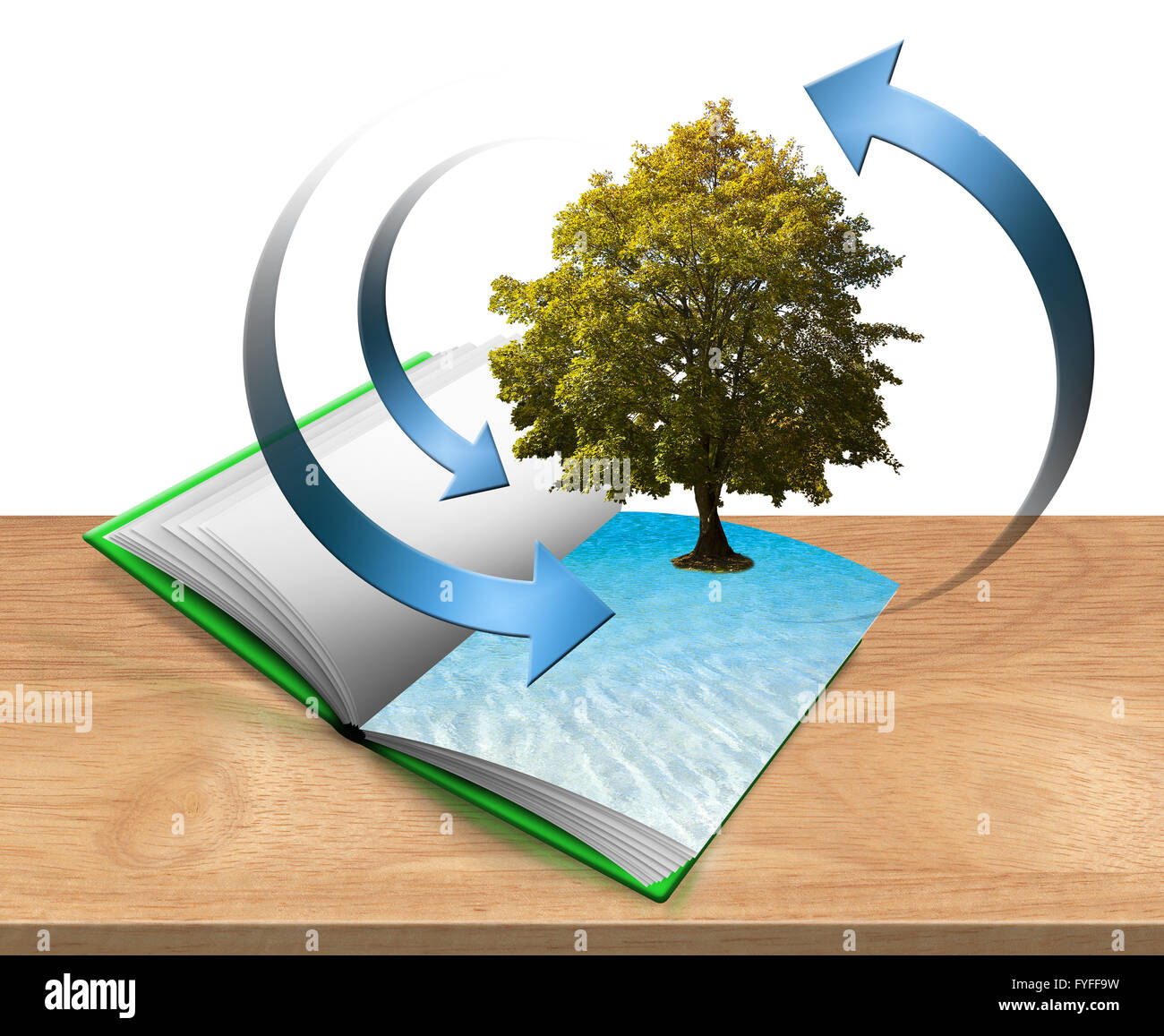 Book with tree and water Stock Photo - Alamy