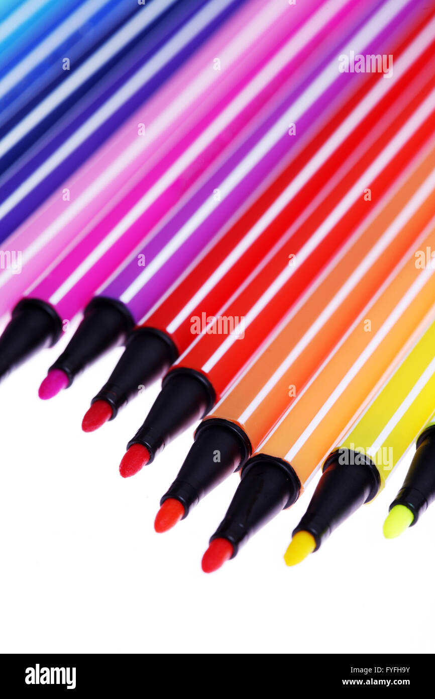 many colorful pens Stock Photo - Alamy
