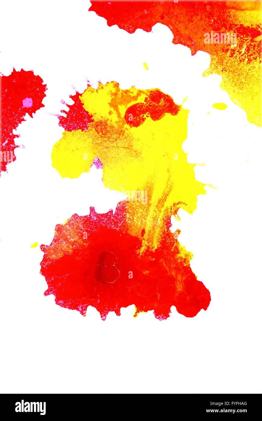 red and yellow ink blot Stock Photo - Alamy
