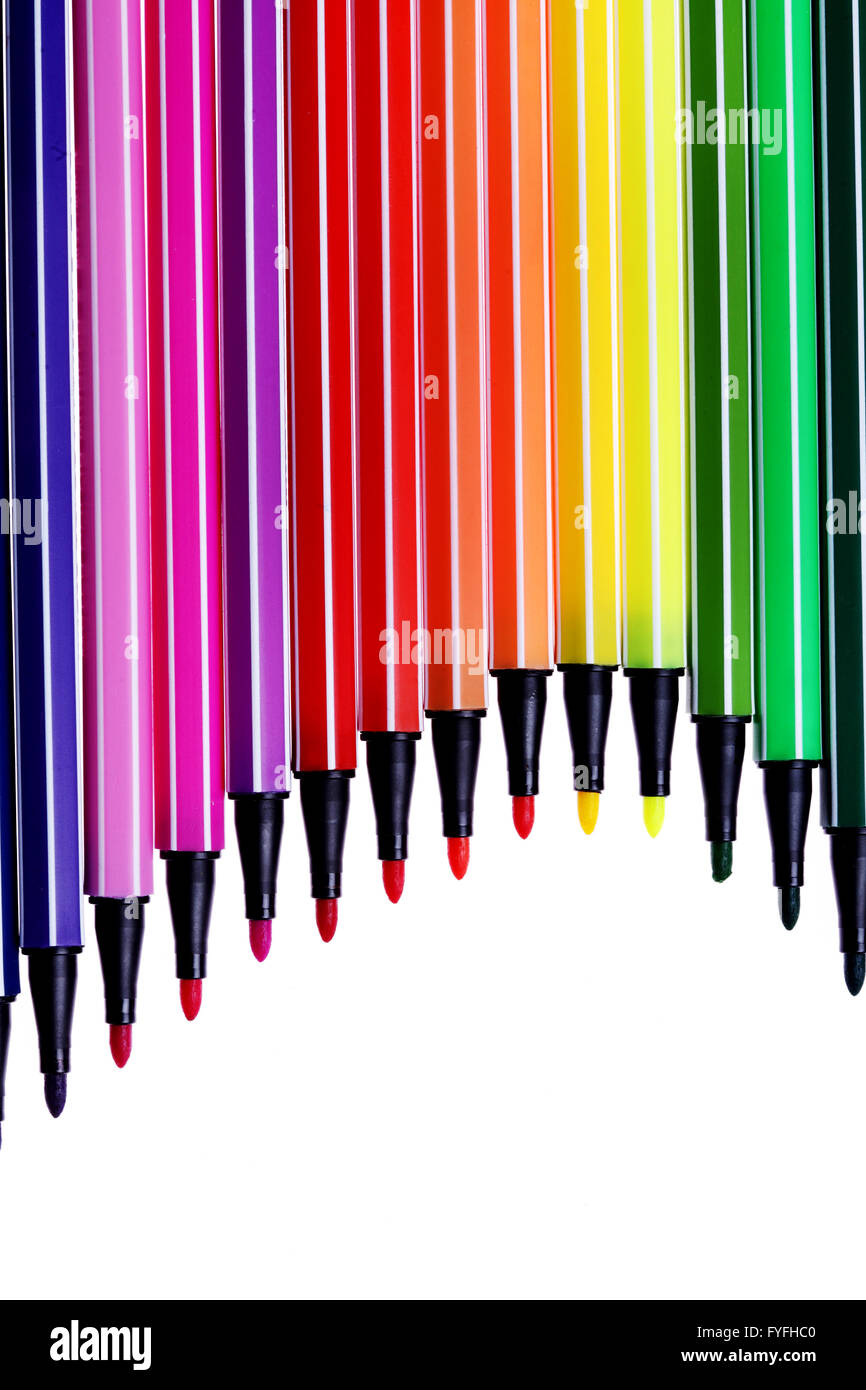 many colorful pens Stock Photo - Alamy
