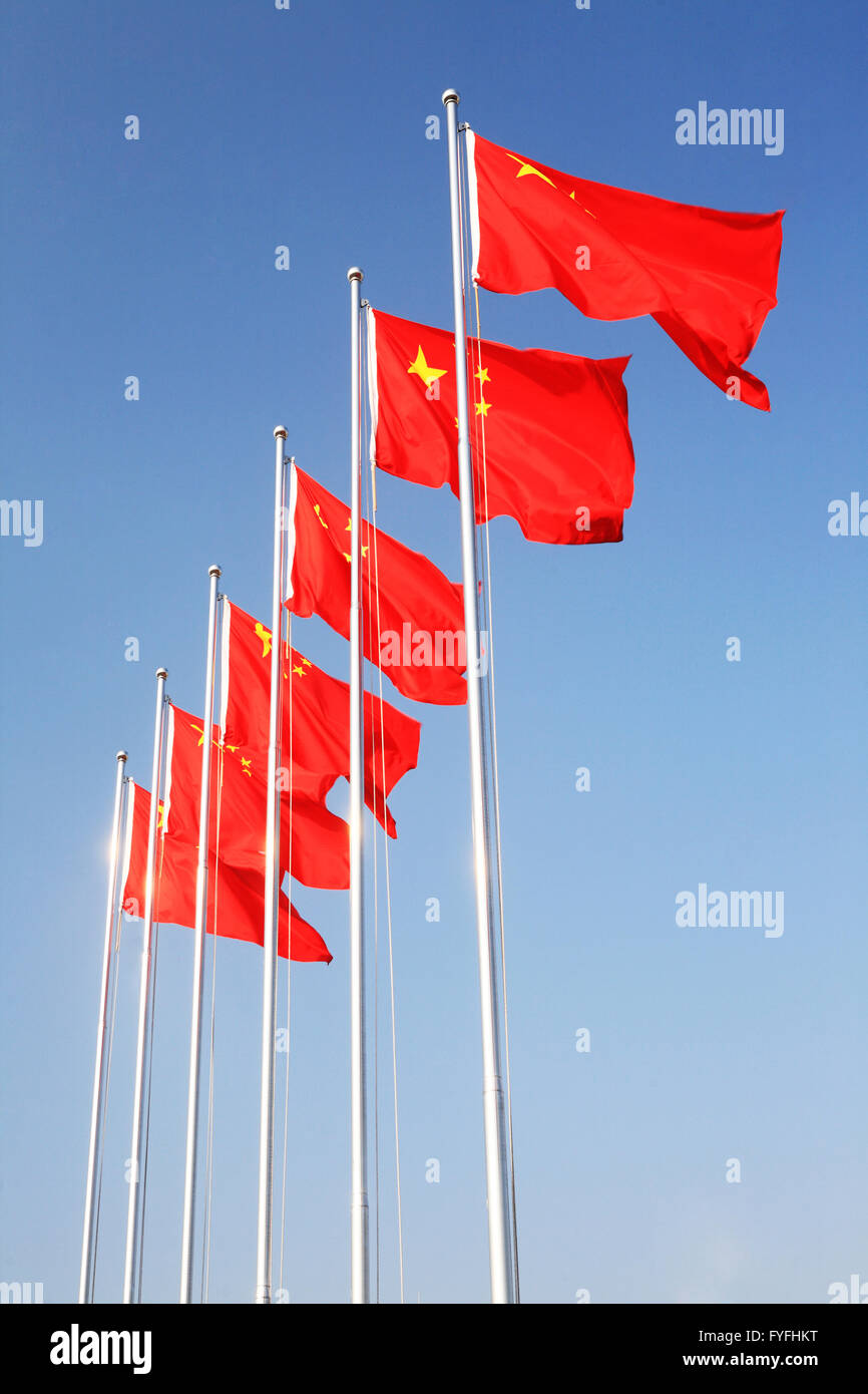 A row of Chinese flags Stock Photo - Alamy