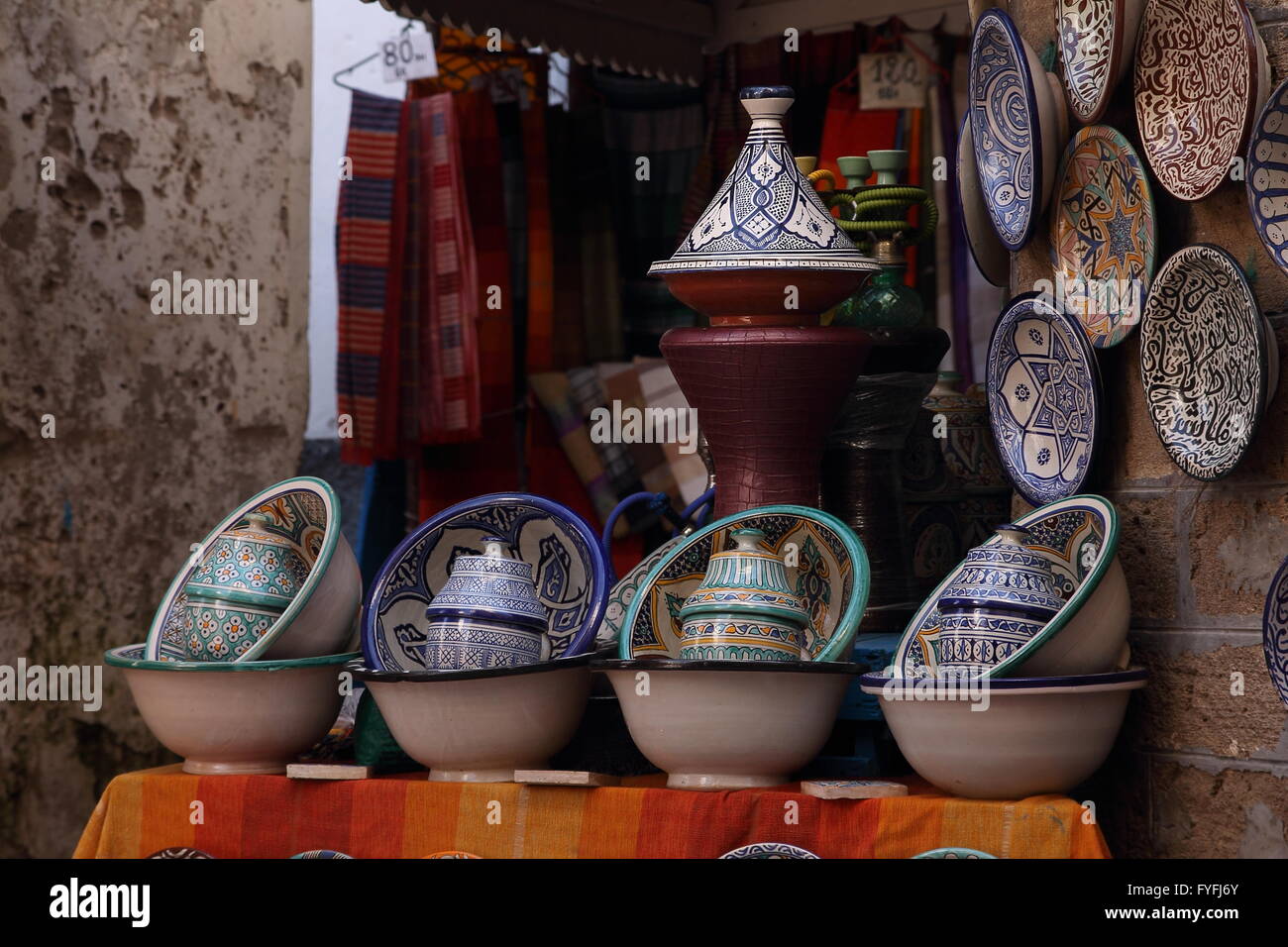 Moroccan handicraft - pottery. Essaouira Stock Photo - Alamy