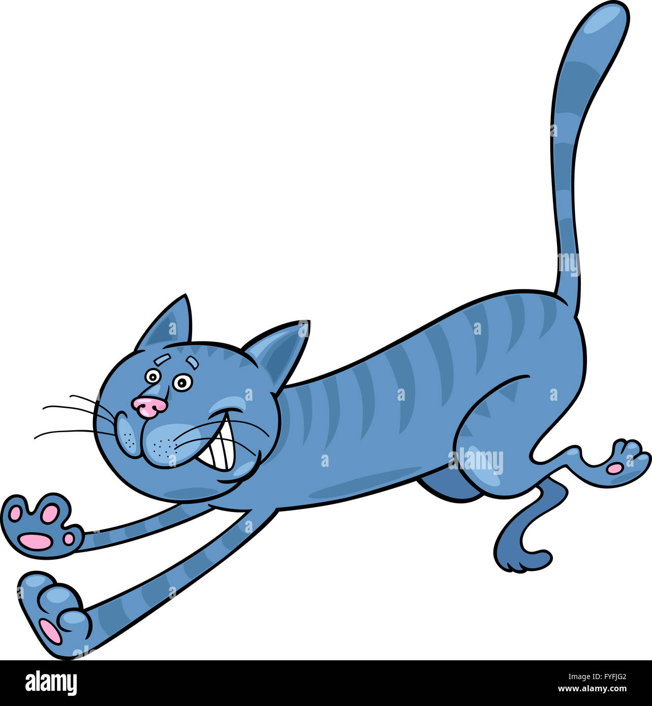 running blue tabby cat Stock Photo - Alamy