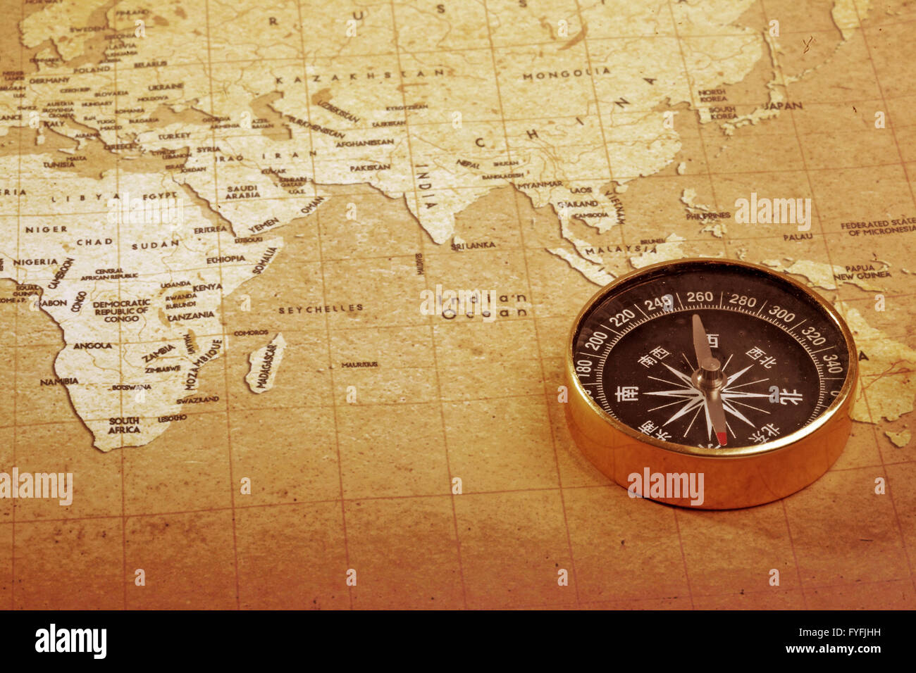 compass on a Treasure map Stock Photo - Alamy