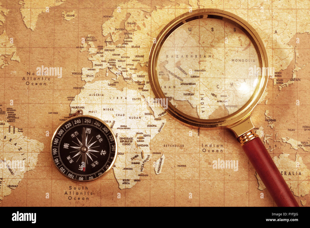 Treasure map compass hi-res stock photography and images - Alamy