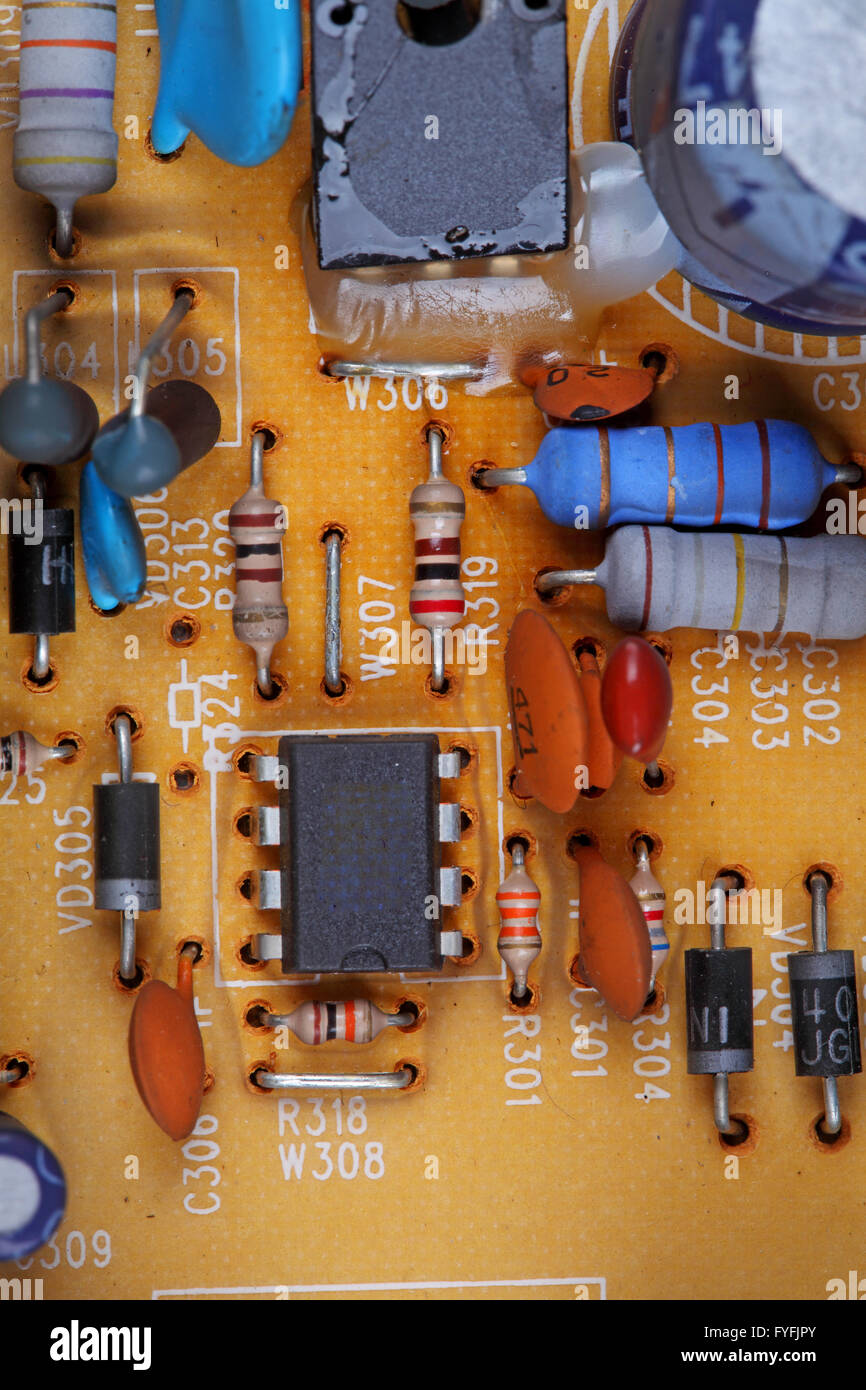 electronic circuit close-up. Macro background Stock Photo - Alamy