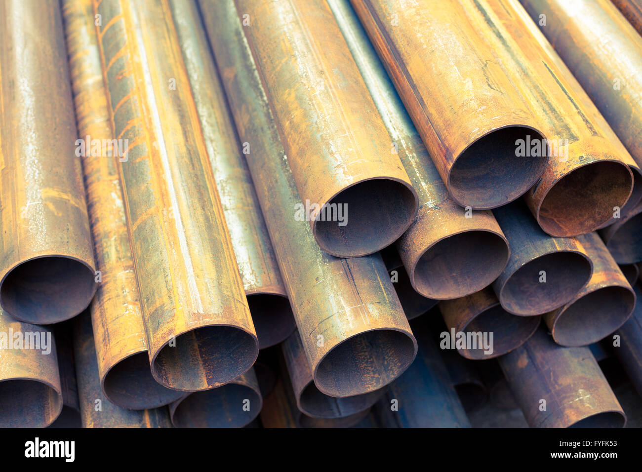 industrial iron pipes and steel tubes manufacturing fabric Stock Photo ...
