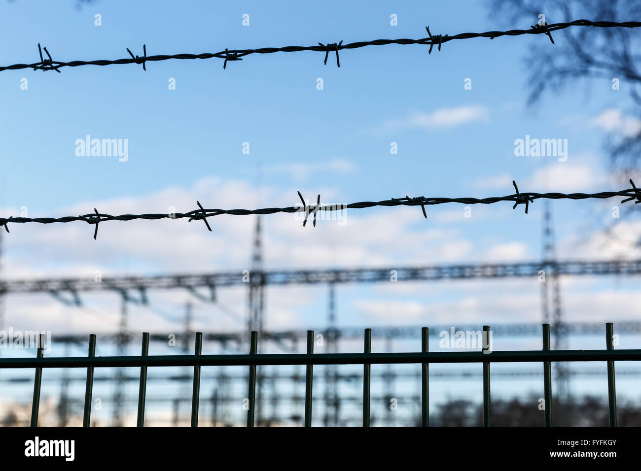 Pylon barbed wire security hi-res stock photography and images - Alamy